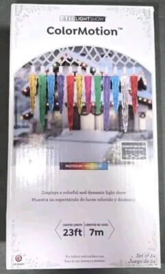Gemmy LightShow ColorMotion 24-Light Multi-Color Icicle LED String ...
