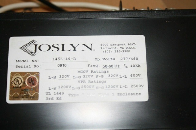 Joslyn Surgitron III AC Surge Protector 1456-49-r 145649R for sale ...