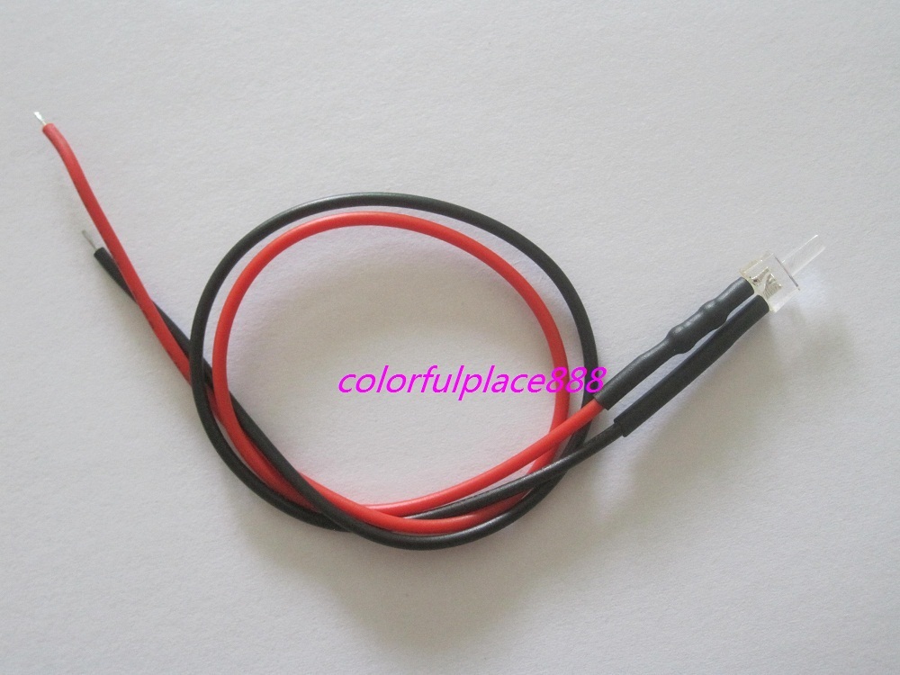 2mm Flat Top Water Clear White Warm White LED 9V 12V Pre-Wired Leds ...