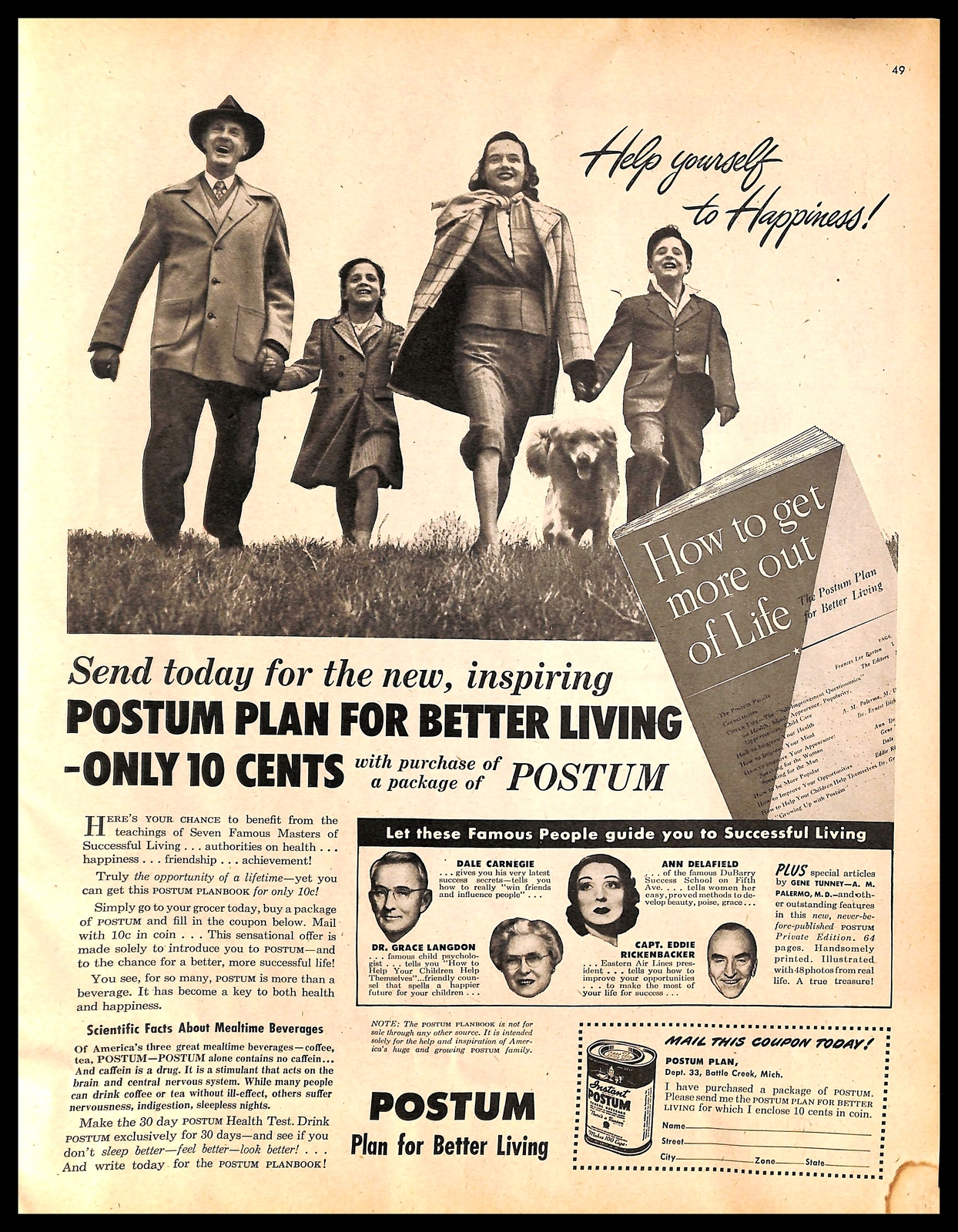 1947 Postum Coffee Substitute Beverage Vintage PRINT AD Plan for Better ...