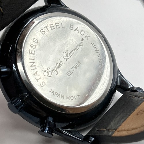 English Laundry Watch Men Grey Dial Grey Leather Band Day/Date/Hour NEW ...