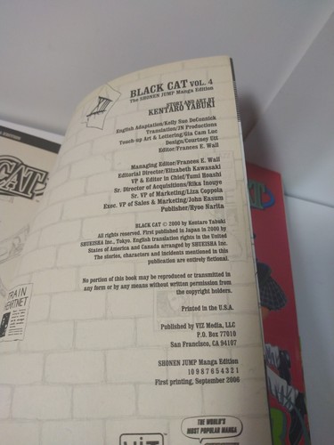 Black Cat Manga Volumes 3, 4, 5 First Printing Editions* Kentaro Yabuki ...