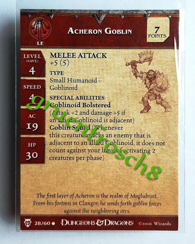 ACHERON GOBLIN 28 C BLOOD WAR 2006 WIZARDS D&D MINIATURES GAMES STATS ...