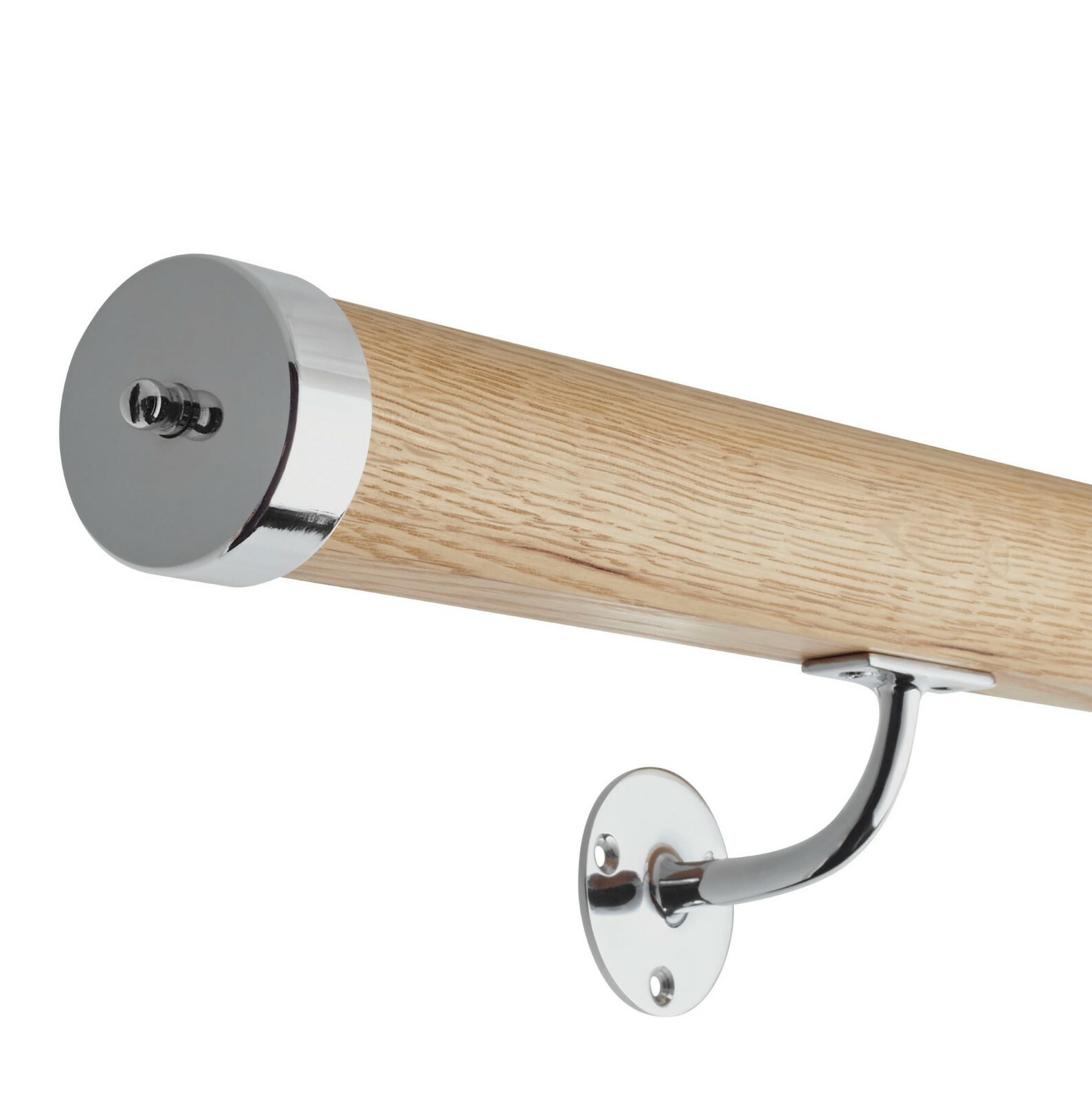 Solid White Oak 54mm Mopstick Wall Mounted Hand Rail Kit in Chrome | eBay