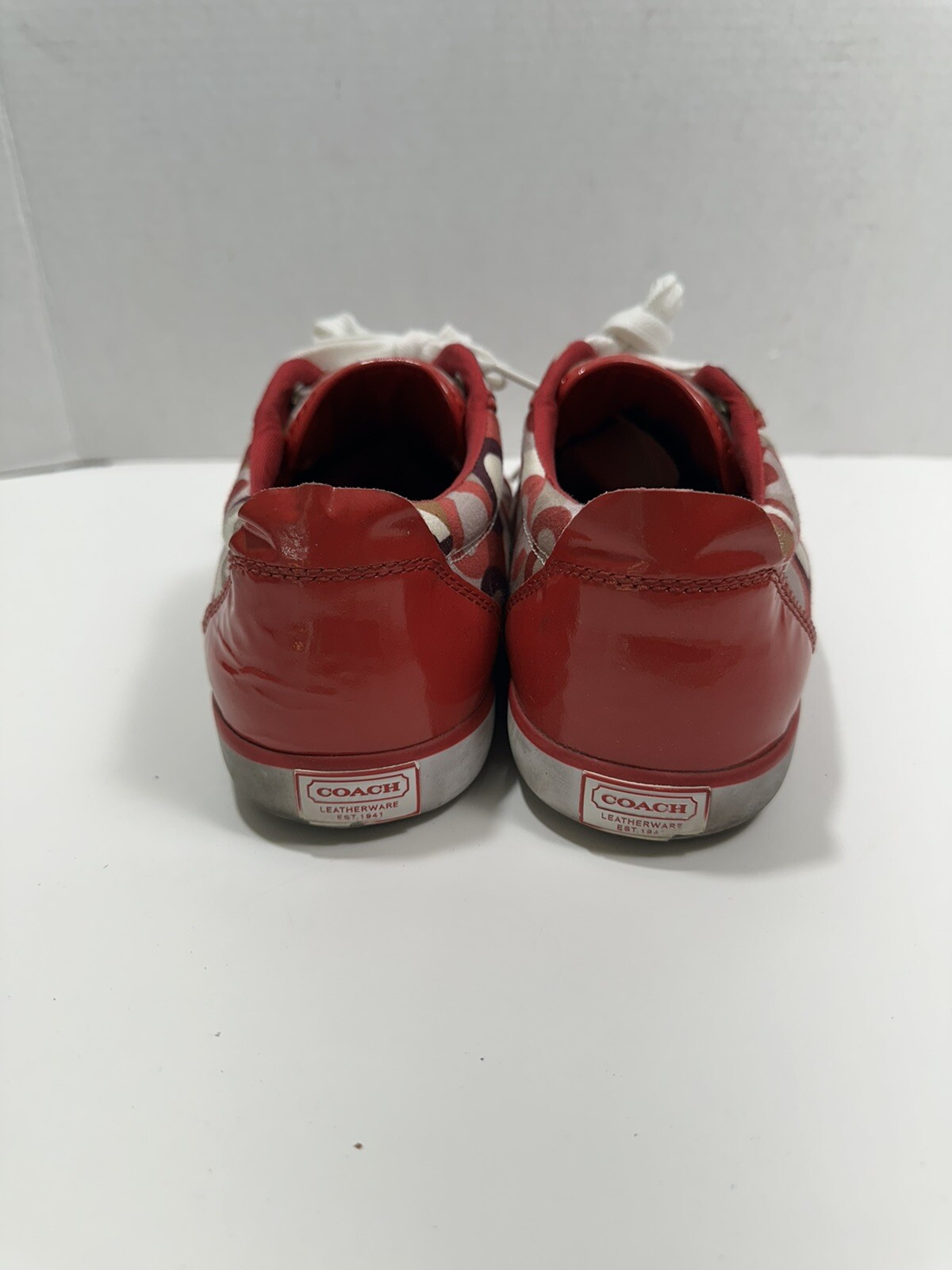 Coach Barrett Signature Logo Canvas Tennis Shoes Red … - Gem