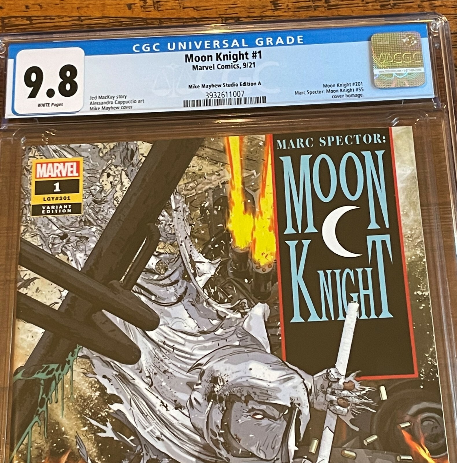 MOON KNIGHT 1 CGC 9.8 MIKE MAYHEW STEPHEN PLATT 55 HOMAGE TRADE VARIANT ...