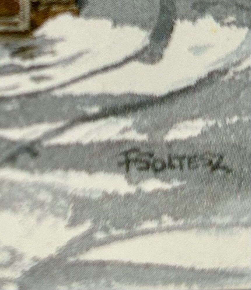 Vintage Frank Soltesz UNUSED Christmas Art Print Snowy Red Barn ...