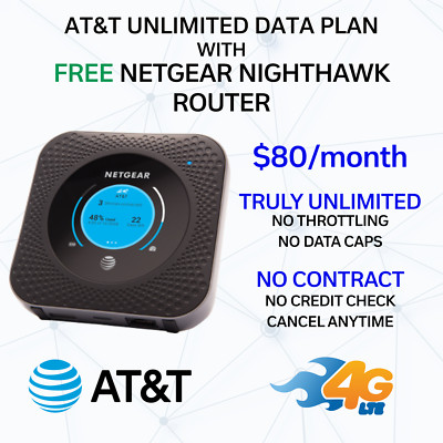 UNLIMITED DATA AT&T PLAN HOTSPOT - $80 / MONTH! FREE NETGEAR ROUTER | eBay
