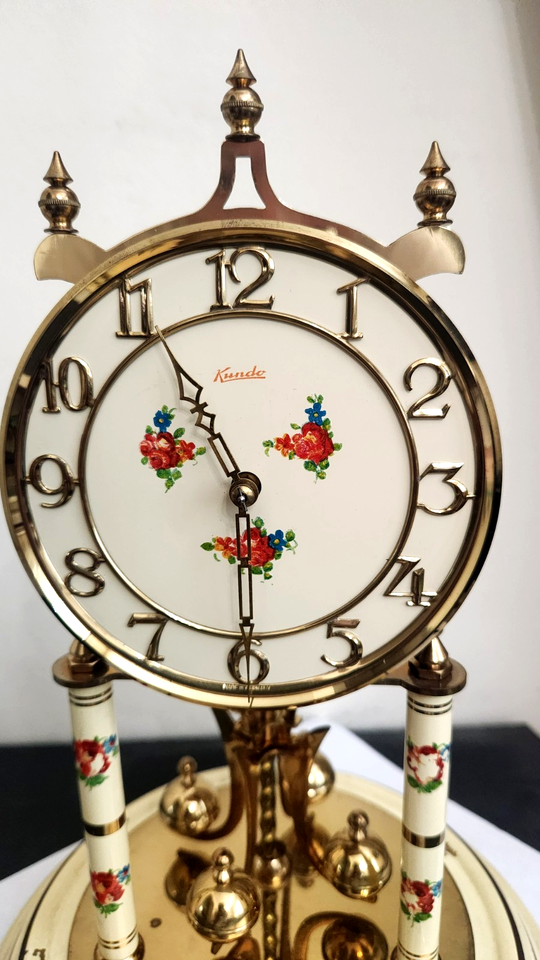 Vtg KUNDO 400 Day Anniversary Clock Key Made In Germany Glass Dome ...