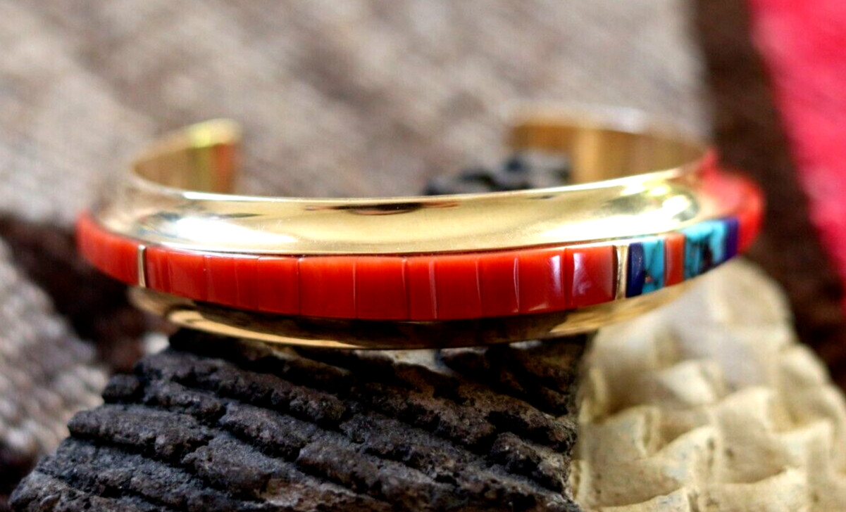 Vintage VICTOR BECK SR 14k GOLD CUFF bracelet MULTI S… - Gem