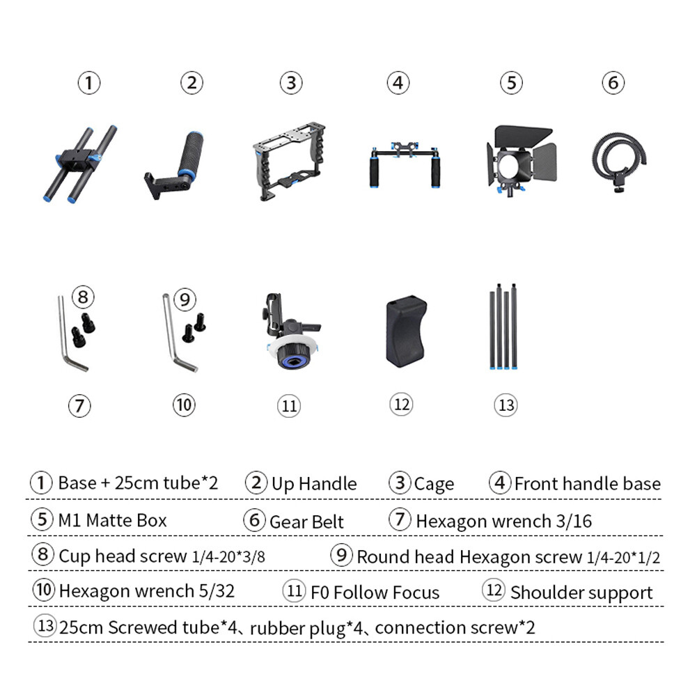 Lightweight Camera Stabilizer Cage Kit With Top Handle Follow Focus HB0 ...