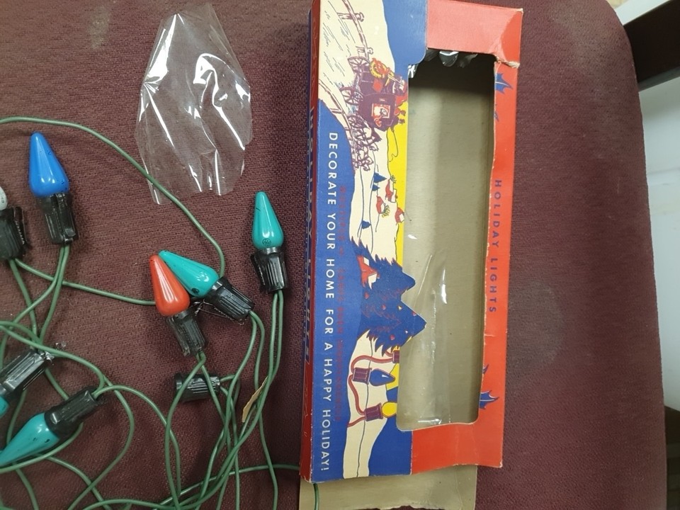 1940's Vintage 7 Bulb Christmas Light Set Indoor Lights Vintage ...