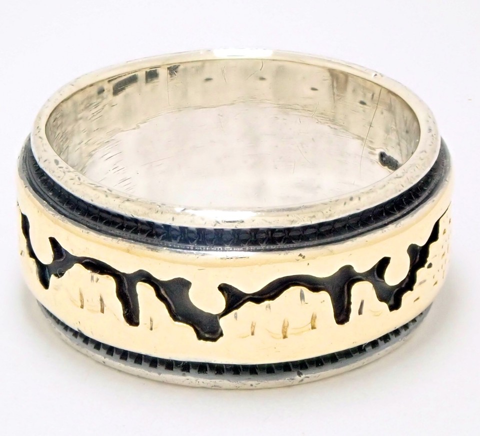 Sz 9 Rare Vintage Native American Navajo 14K Gold & Silver StoryTeller ...