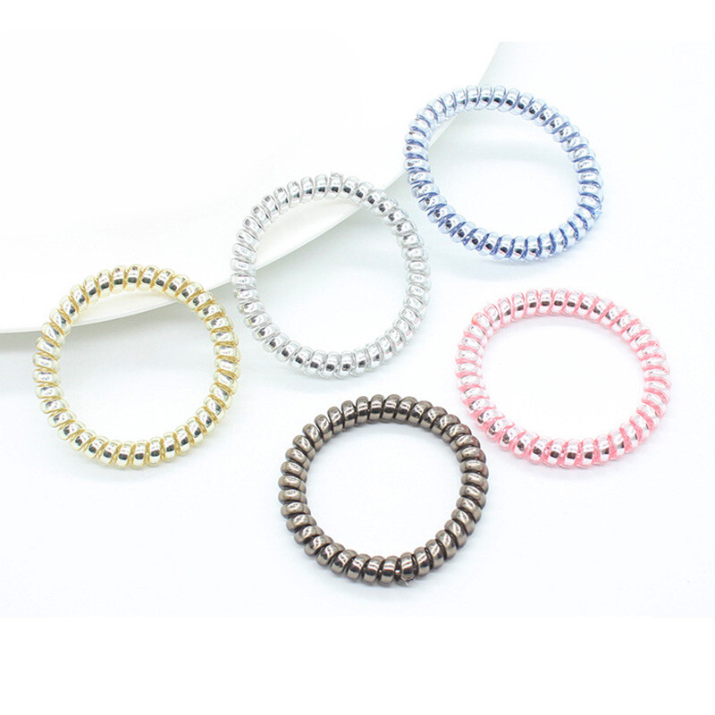 1Pcs Telephone Wire Elastic Rubber Band Traceless Girls Ponytail Hair ...