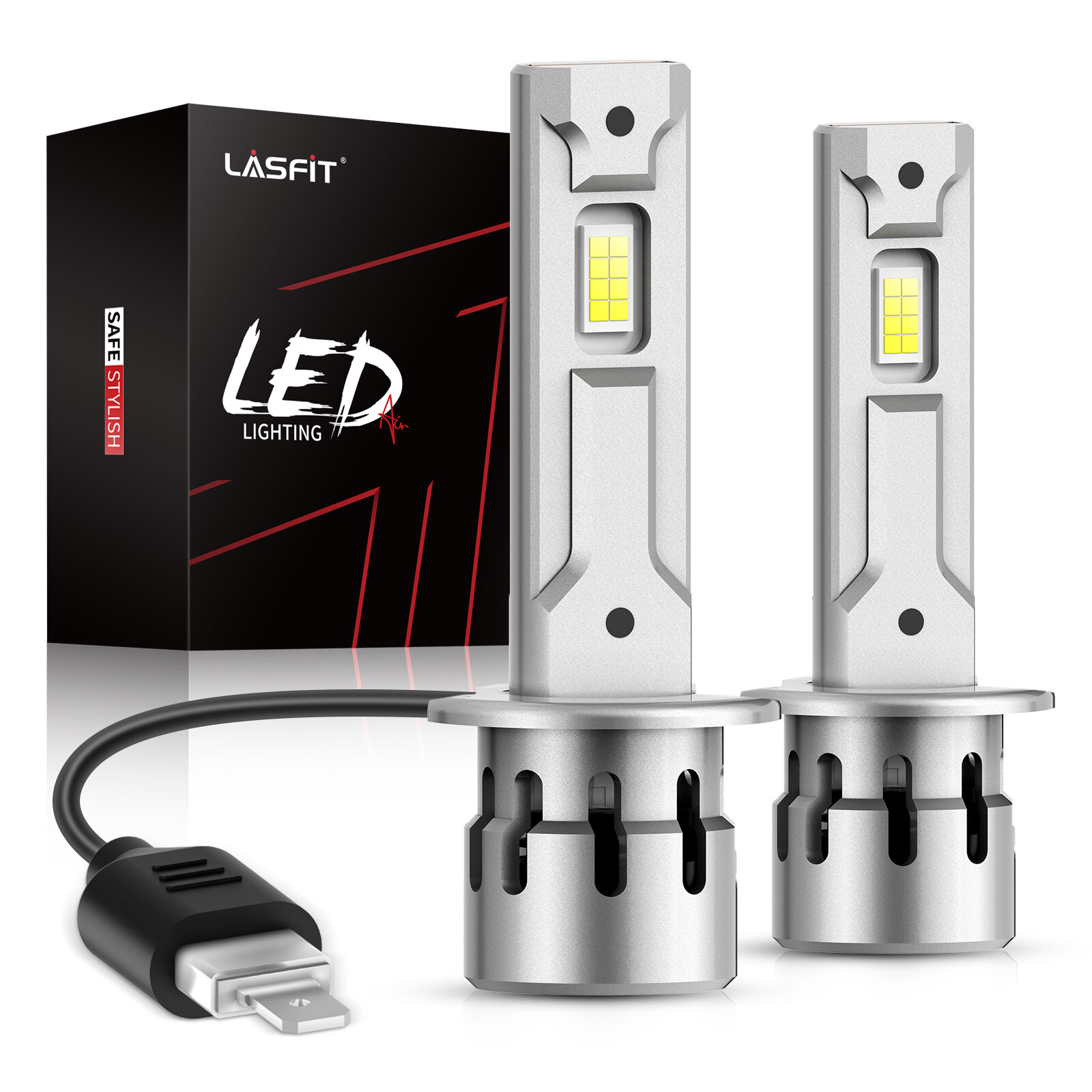 Lasfit H1 LED Headlights Bulb High Beam 60W 7000LM Super Bright LAair ...