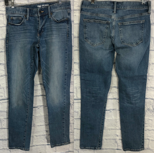 Womens GAP Girlfriend Stretch Jeans Blue 25x26 Distressed | eBay