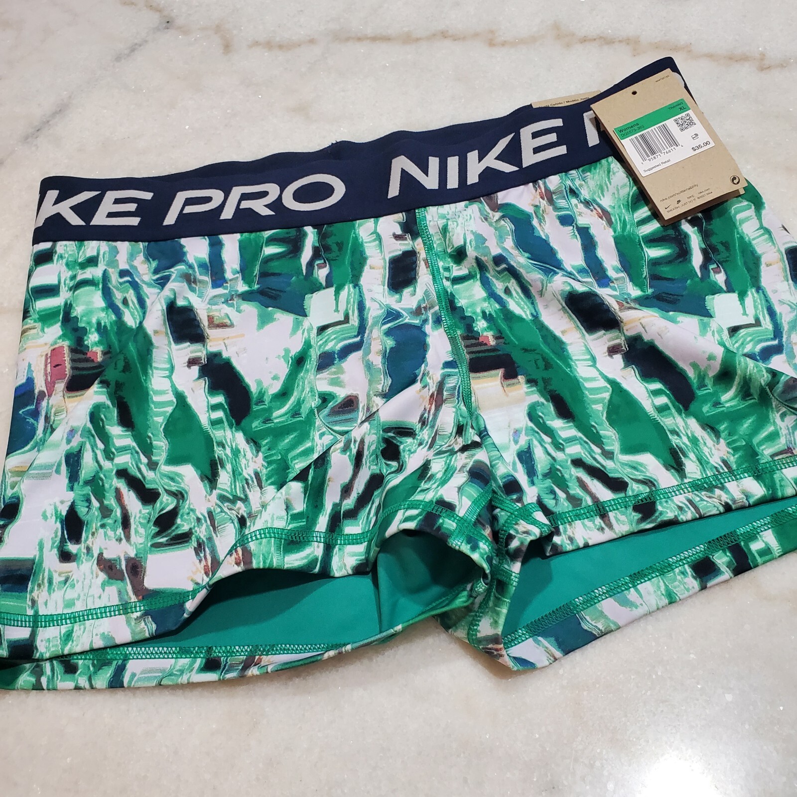 Nike Pro 3” Green Graphic Print Compression Shorts Womens Size XL (A34 ...
