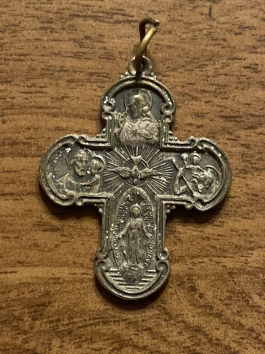 Vintage Religious St Christopher & St Joseph Cross Pendant Necklace ...