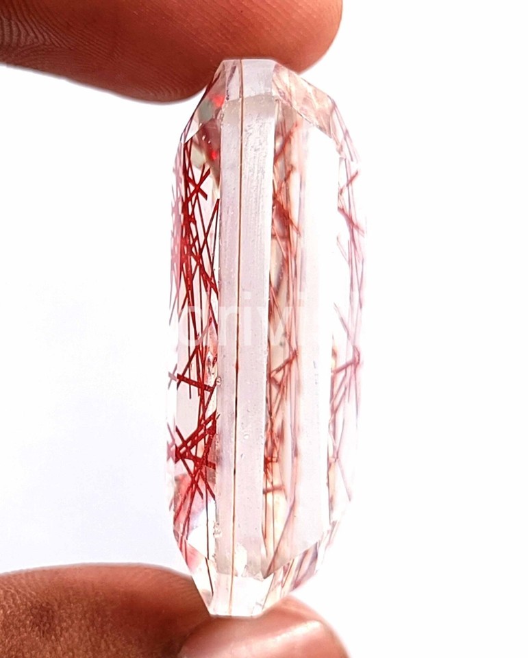 109 Ct IGL Certified Natural Red Rutilated Quartz Emerald Cut Loose ...