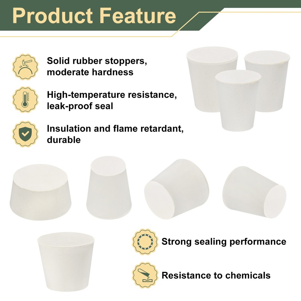 Tapered Shaped Solid Rubber Stoppers 29mm to 37mm, 14 Pcs Lab Rubber ...