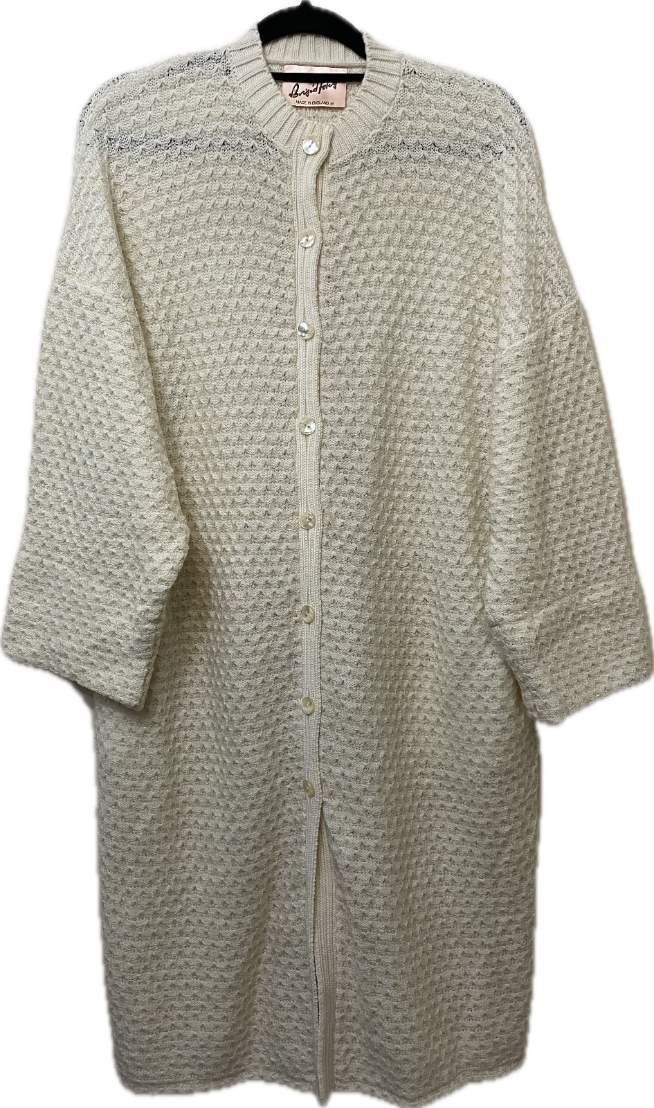 Brigid Foley Cardigan long waffle knit beige vintage … - Gem