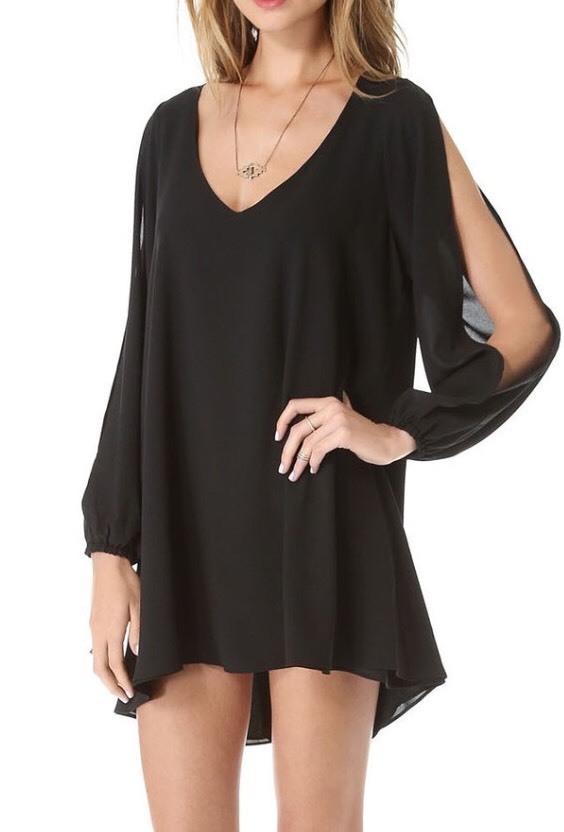 Women's sexy black cold shoulder loose fit flowing tunic top S M L 2X ...