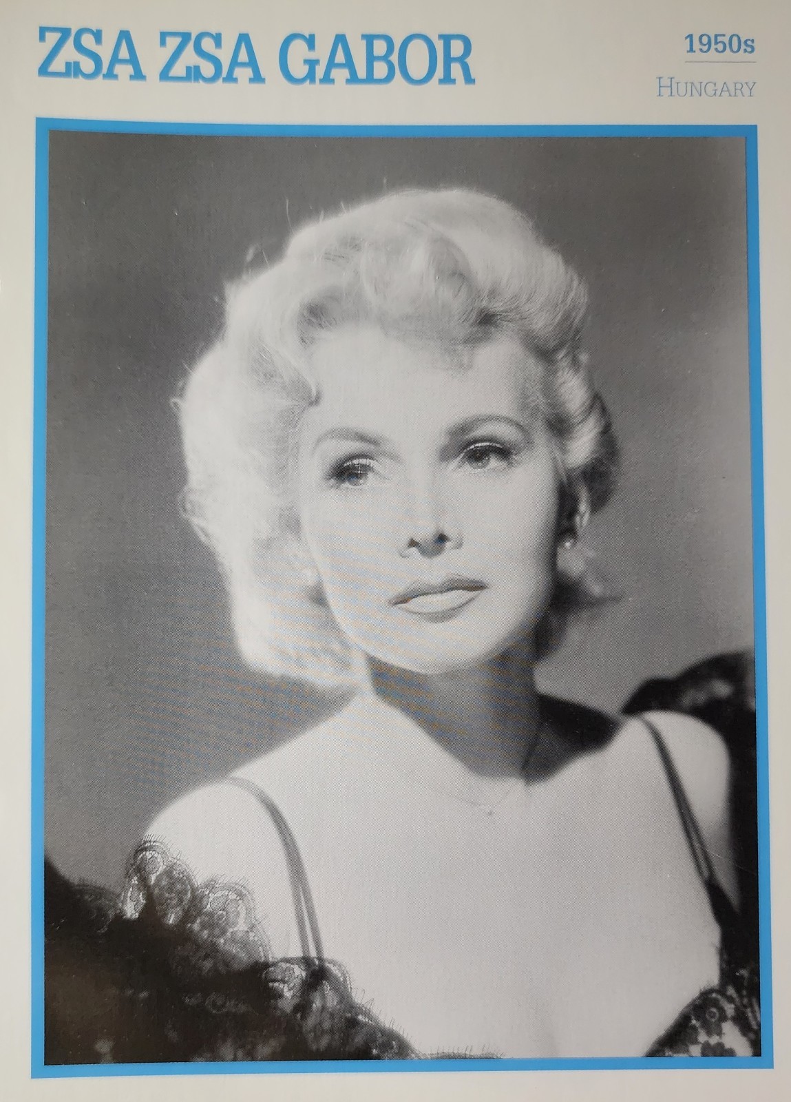 Zsa Zsa Gabor Hollywood Film Star Picture Info Card Vtg Wall Art TV ...