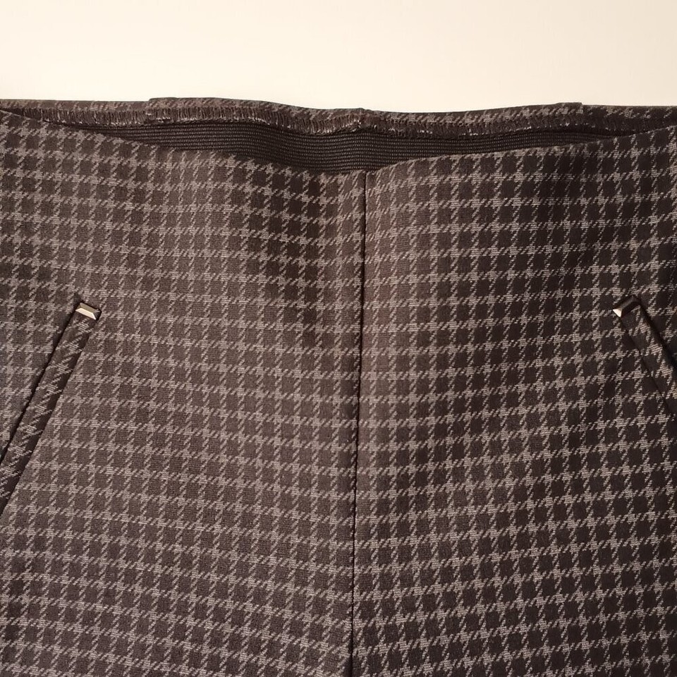 Chico's Pants Size 10 Mid Rise Slim Leg Black Grey Houndstooth Plaid | eBay