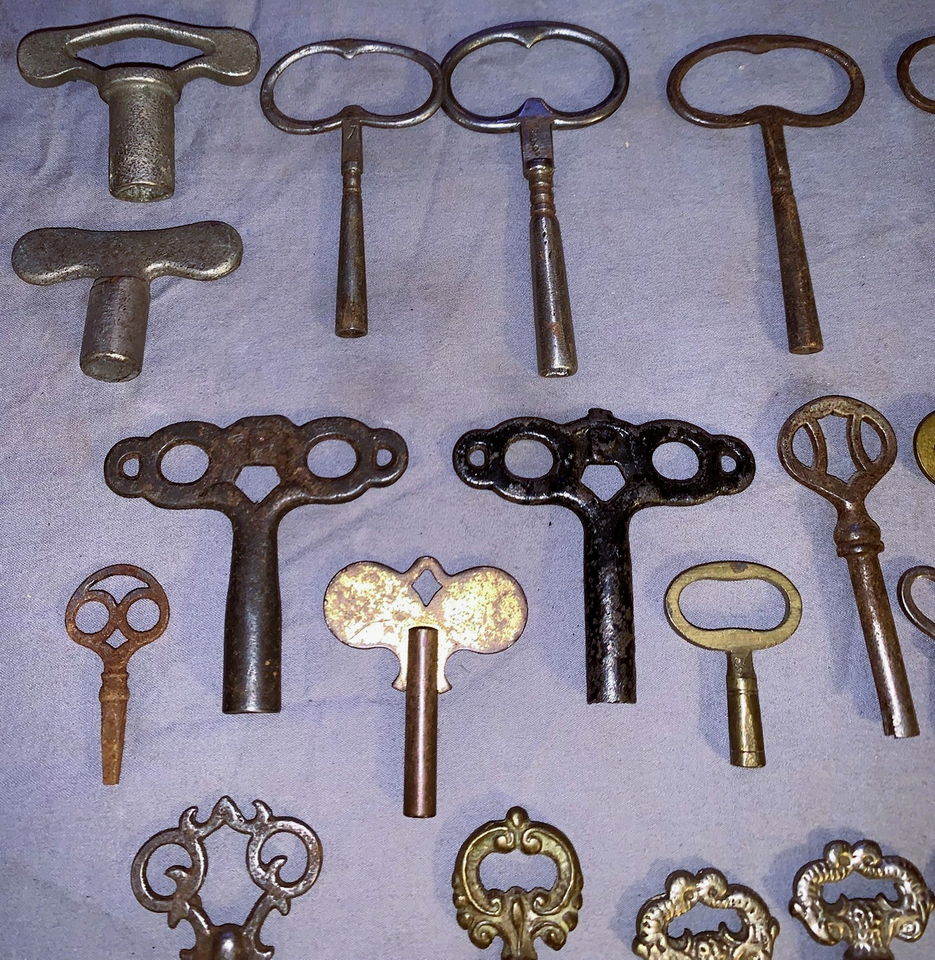 Great Lot 27 Antique Clock Keys Many Designs | eBay