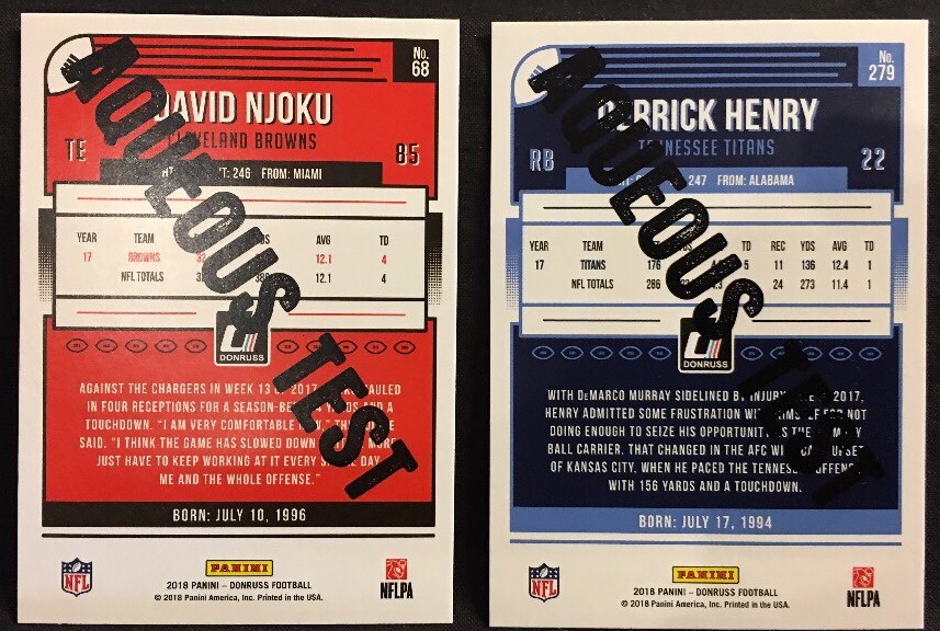 2018 Panini Donruss Football Aqueous Test Parallel Insert Cards Lot You ...