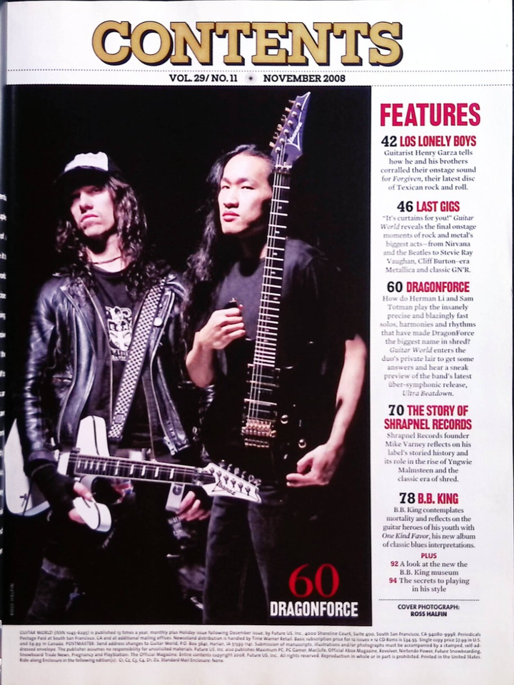 Guitar World Magazine November 2008 Dragonforce, B.B. King, Nirvana | eBay
