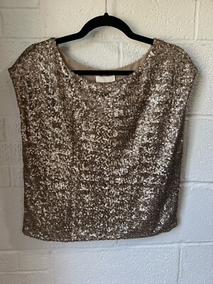 Aryn K Gold/Rose Gold Sequin Top Small Square Top | eBay