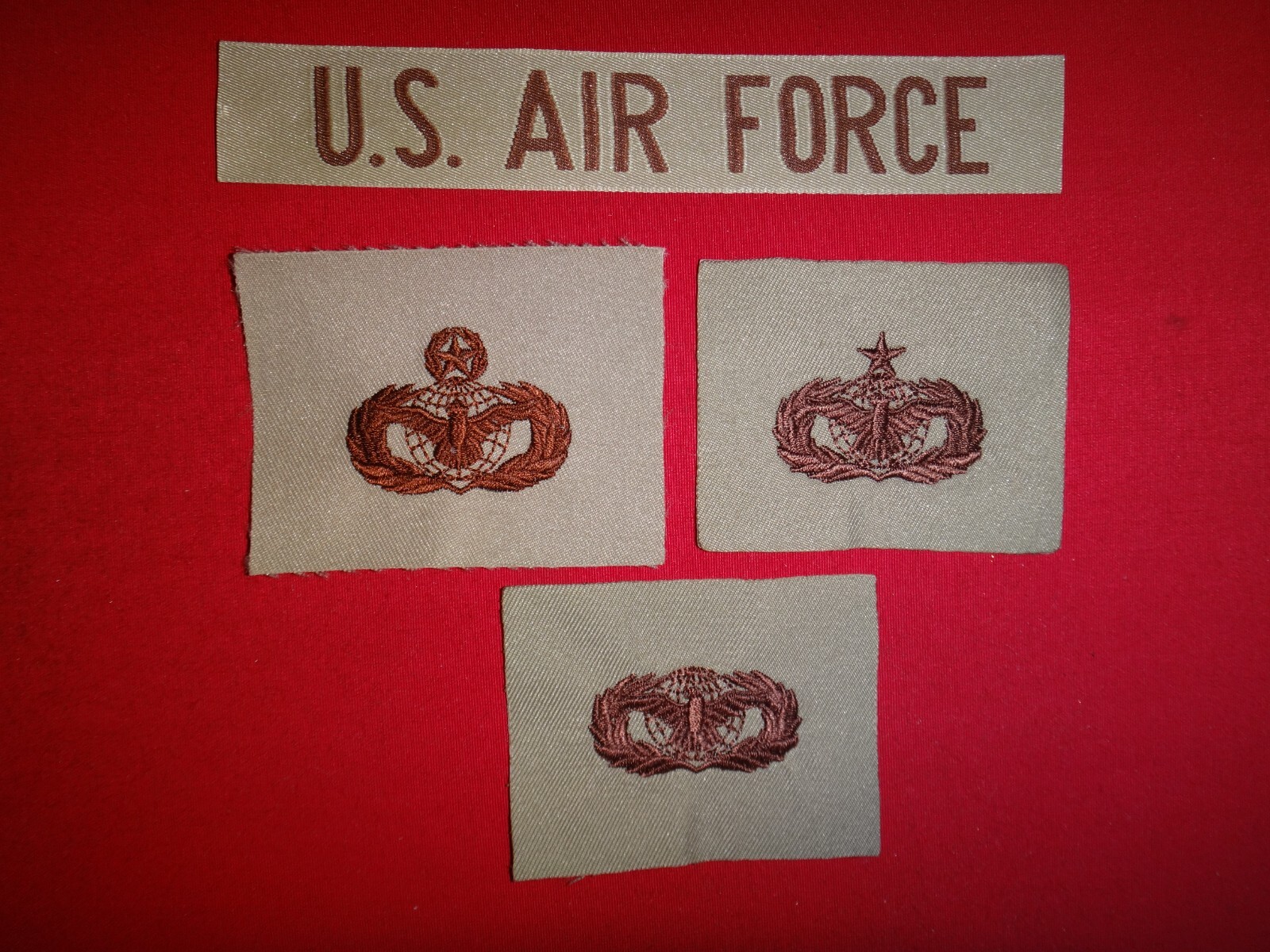 US AIR FORCE Pocket Tape And 3 USAF FORCE PROTECTION Insignia Desert ...