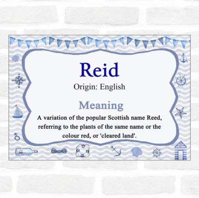 Reid Name Meaning Nautical Certificate | eBay UK