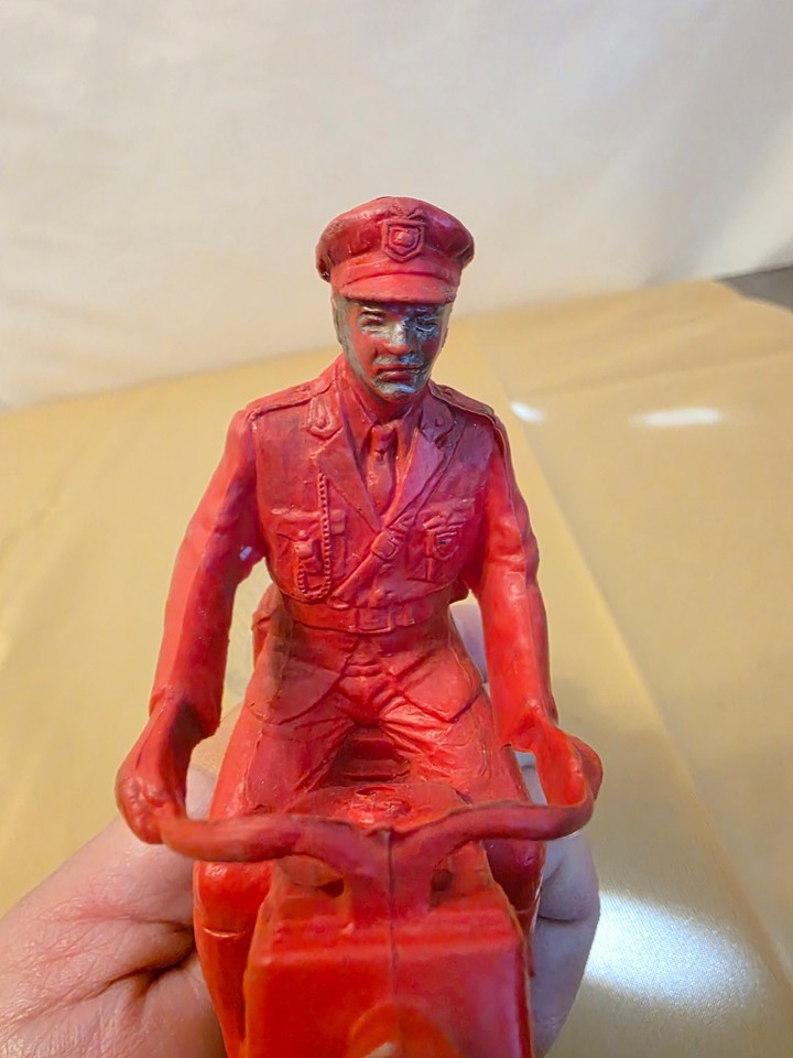Auburn Rubber Co. 1950s Vintage Police Motorcycle Toy Red with White ...