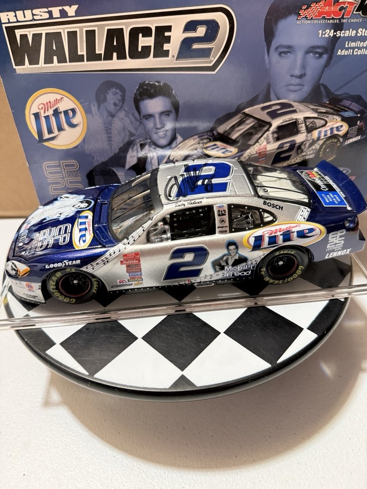 AUTOGRAPHED Rusty Wallace 2 Miller Lite Elvis 25th Anniversary 2002 1/ ...