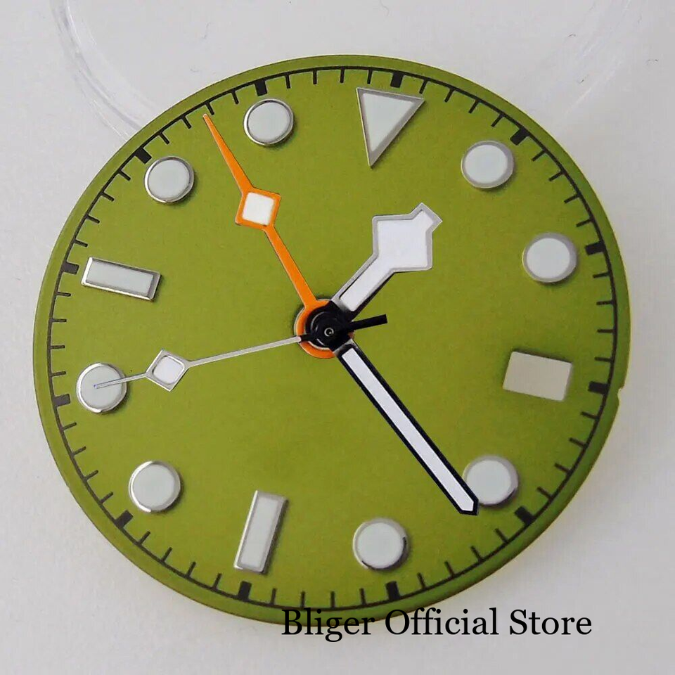 Luminous Mark 29mm Watch Dial Green Blue Black fit NH34 GMT Automatic ...