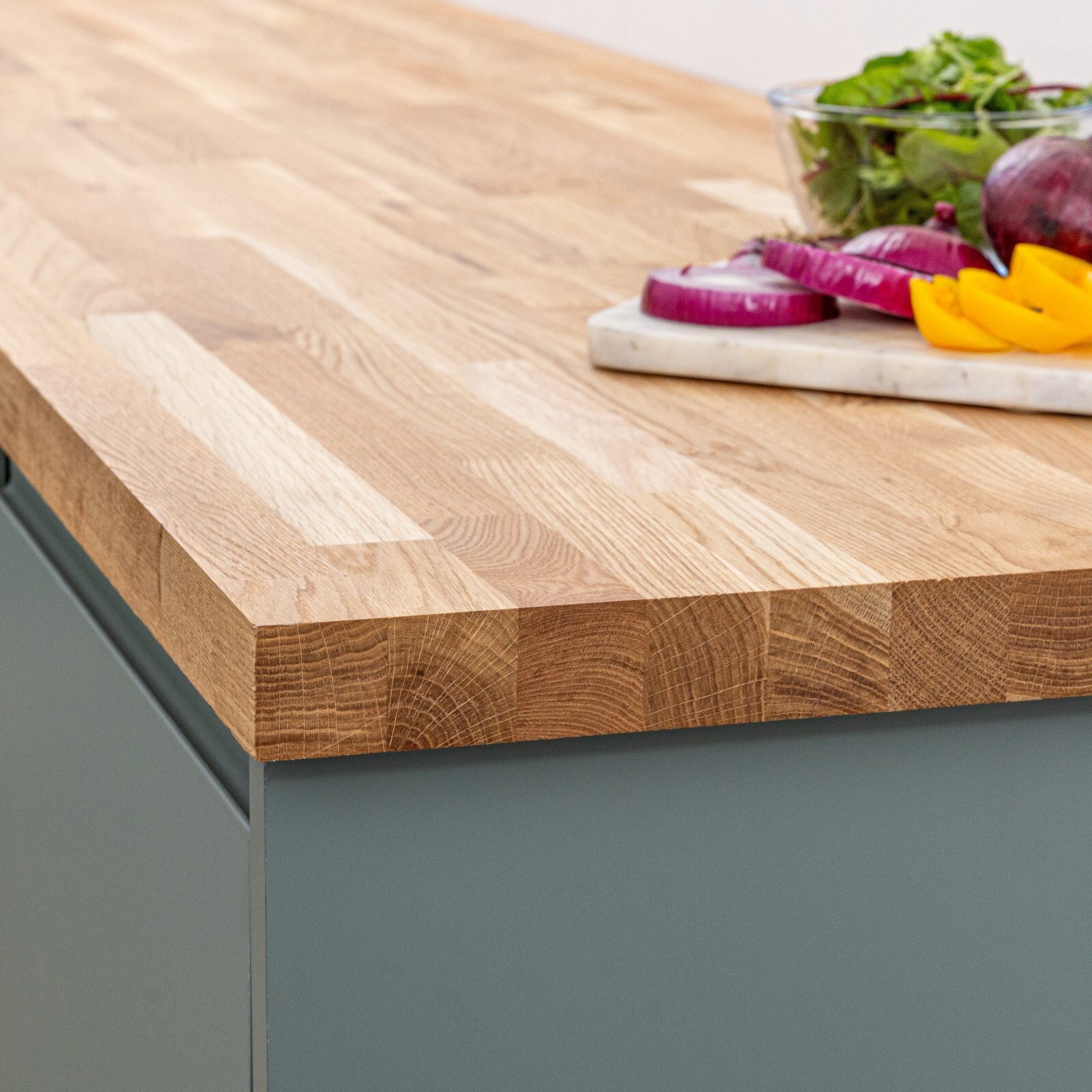 Solid Farmhouse Oak Rustic Wood Worktops | 40mm Stave Wooden Kitchen ...
