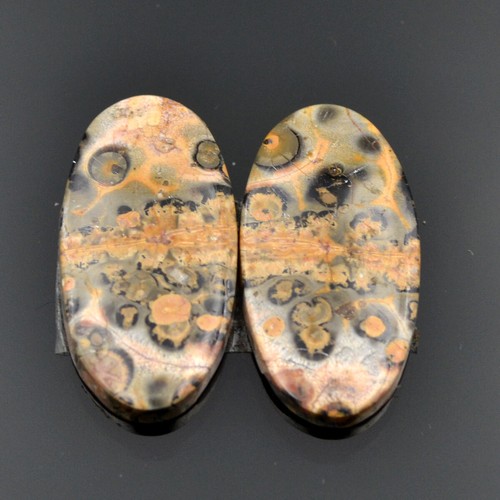 Cts 15.70 Natural Leopard Skin Jasper Cabochon Loose Oval Matching Pair ...