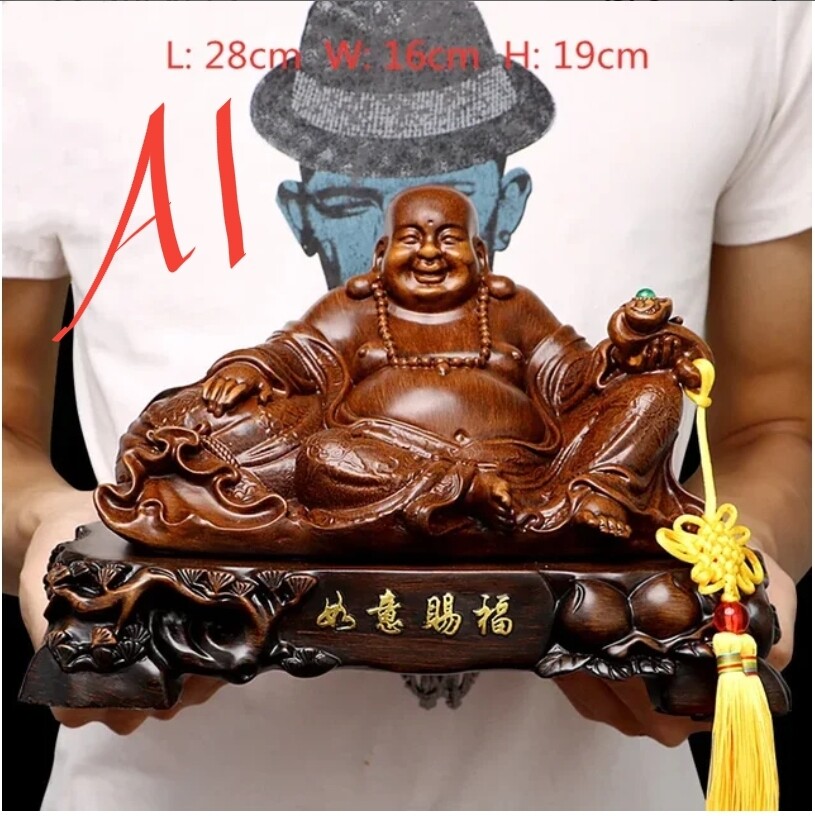 Chinese Feng Shui Lucky Gold Happy Buddha Statue Wealth Home/Office ...
