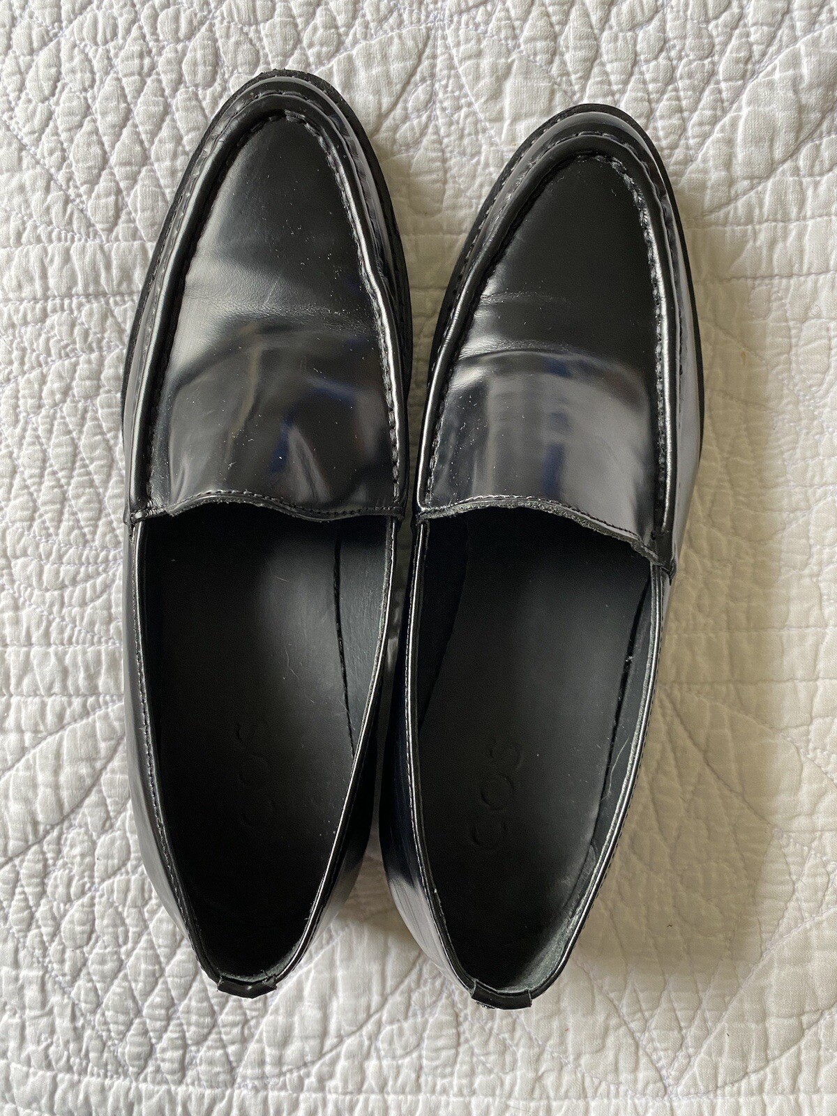 COS Womens Classic Black Leather Loafers Shoes 8.5 M… - Gem