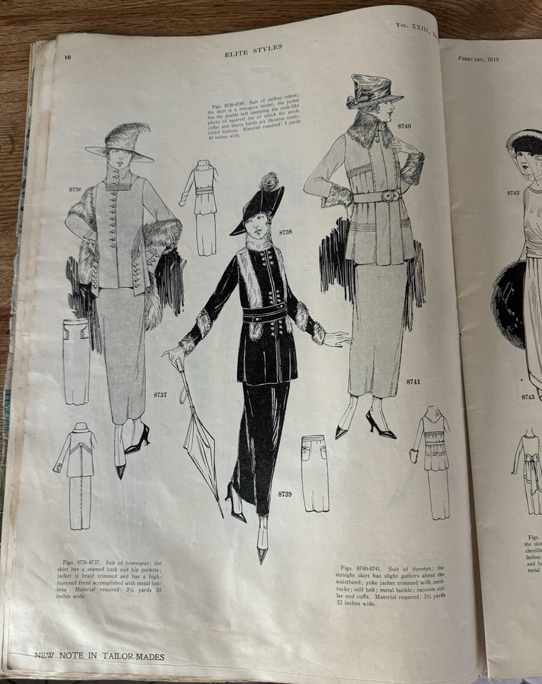 1919 Elite Styles Feb Dressmaker Tailor Fashion Magazine Catalog Ladies ...