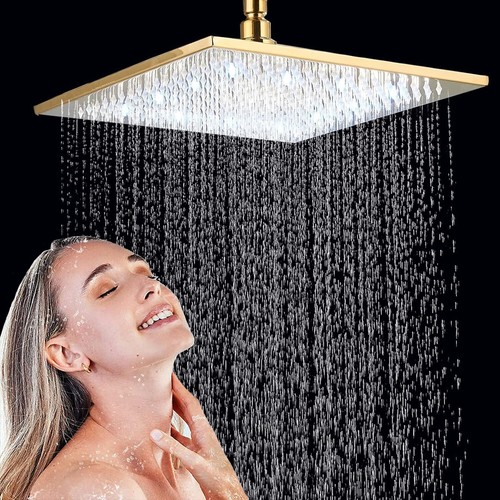 12"Gold Polished LED Rain Shower Head Overhead Spray | eBay
