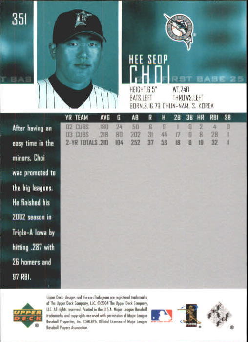 2004 Upper Deck Baseball Card #351 Hee Seop Choi | eBay