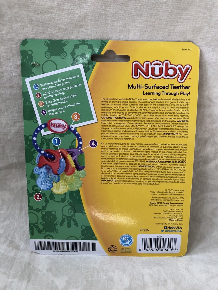 Nuby Multi-Surfaced Teether Icy Bite Keys 3+ Months New 885678861258| eBay