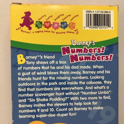 Barney Numbers Numbers VHS Video Tape White VCR Sing Along