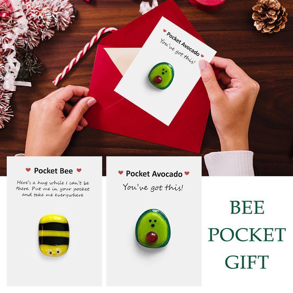 A Little Pocket Bee Avocado Hug Mini Glass Souvenir Keepsake AU Animal ...