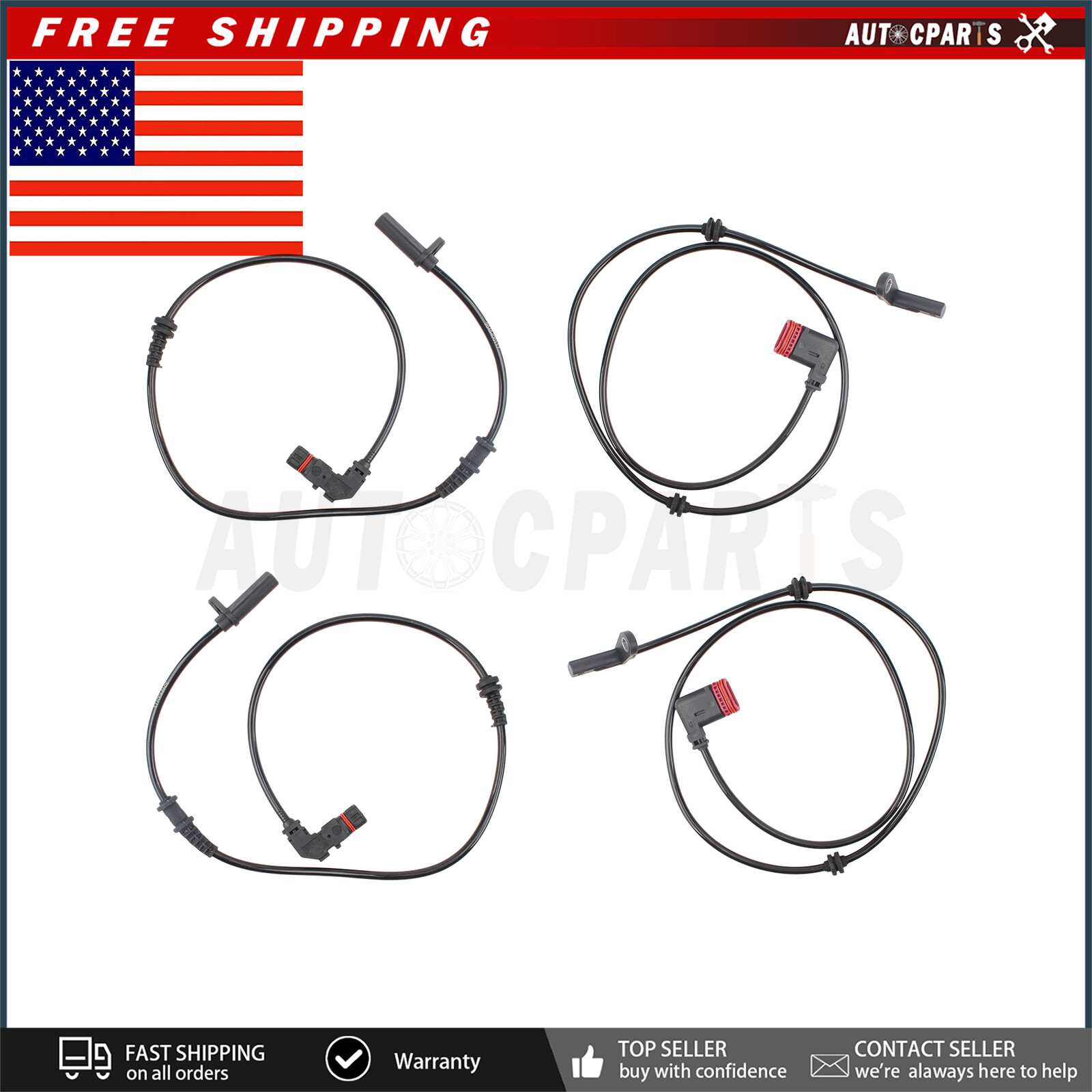 4PCS ABS Wheel Speed Sensor Front Rear 2045400117 For Mercedes-Benz ...