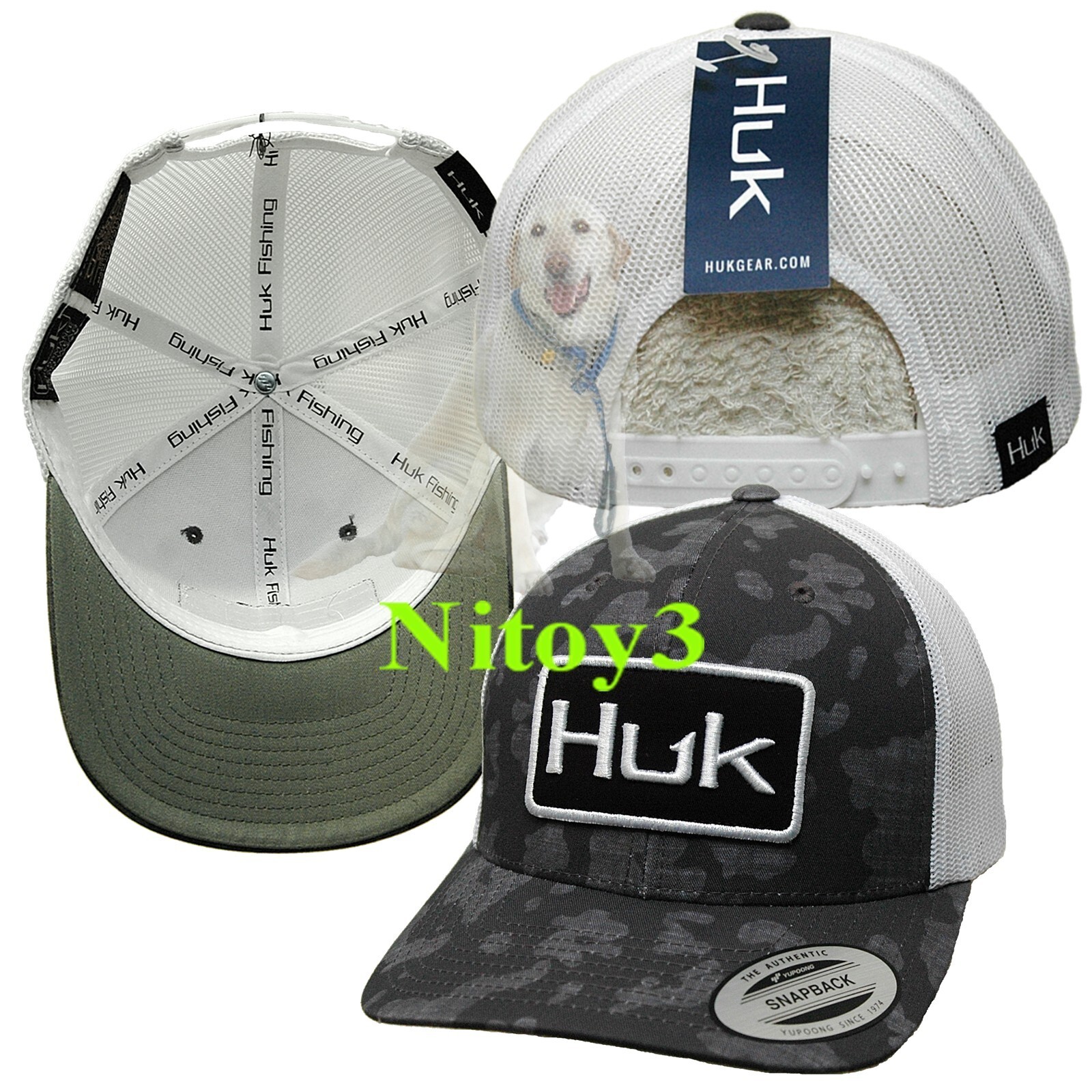 Huk Running Lakes Camo Trucker Baseball Cap-Hat-Volcanic Ash Men One ...