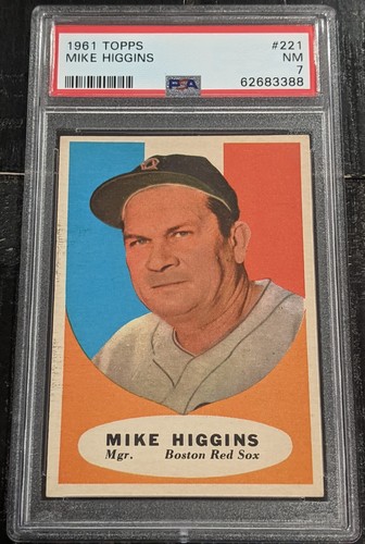 1961 Topps Mike Higgins PSA 7 NM #221 Vintage Manager Boston Red Sox ...